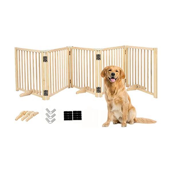 ●インテリアになじみやすい木製 ・ワンちゃんの安全と飼い主さんのお部屋へのこだわりを両立するナチュラルな雰囲気のパイン材。暖かみのある木目、なめらかな質感です。●工具なしで組立！すぐに使える自立型パーテーション ・ゲートを伸ばしてペットの仕...