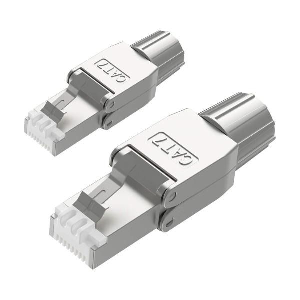 CAT6A、CAT7適用：22〜24AWG、ワイヤー直径(絶縁ゴムを含む)0.54mmー1.5mm,ケーブルの直径6-9.5 mmに適用できる。CAT6A、CAT7お勧め。最大 10Gbps伝送スピードをサポート。圧着工具不要：かしめ要らず...