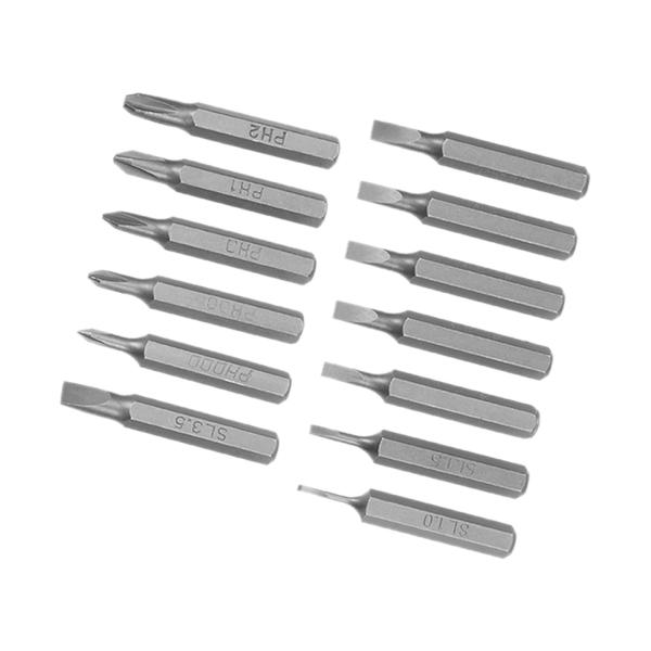 1- パッケージ- 1 セット (11個入り) 4mm 六角シャンク (PH000, PH00, PH0, PH1, PH2);スロット(SL1, SL1.5, SL2, SL2.5, SL3, SL3.5)スキュードライバービット2- 材...