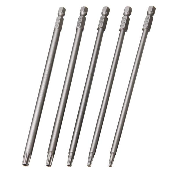 【サイズ】5本組ドリルビットセット：T10, T15, T20, T25, T30。長さ：150mm、軸径：6.35mm六角軸。【素材】高硬度のS2合金鋼製、特殊熱処理、スーパーハード耐摩耗性、寿命は通常の倍の長ドライバー、堅牢で耐久性！【...