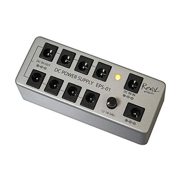 最大8台の9VDC電源を必要とするエフェクターに電源供給が可能なパワーサプライ12-18VDC対応のエフェクター1台にも電源供給が可能電源アダプターやDCケーブルが付属するスターターキットパッケージ内容:EPS-01本体、専用アダプター、D...