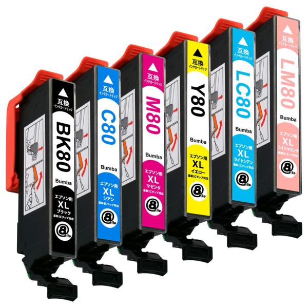 【商品内容】 EPSON（エプソン）IC6CL80L (BK/C/M/Y/LC/LM) 6色セット【対応型番】 EP-707A EP-708A EP-777A EP-807AB EP-807AR EP-807AW EP-808AB EP-8...