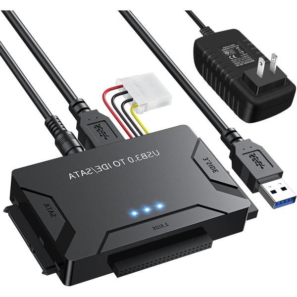 【幅広い相互性】ide sata usb3.0変換アダプターは2.5インチ/3.5インチのSATA接続とIDE接続のHDDまたはSSD、ATA/ATAPI、DVD-R/RW、CD-ROM/CD-RW、シリアルハードディスク、IDEパラレルポ...