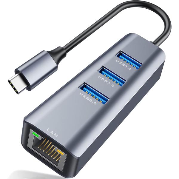 ?【USB C ハブ】:ギガビットイーサネットポートと3つのUSB 3.0ポートが装備されています。 安定した有線ネットワークを提供すると同時に、より多くのアクセサリーを拡張することも可能です。?【1000Mbpsまでの高速転送】ABLEW...