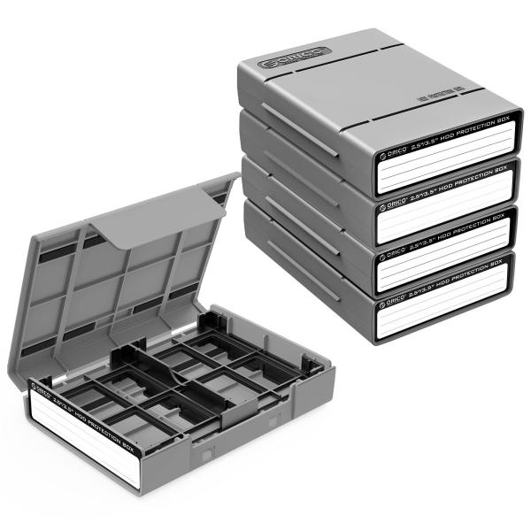 【3.5インチ収納】3.5インチ内蔵ハードディスクを1台まで収納可能な保管ケースです。5点セット販売しますので、多くHDDを持っている人に最適です。ロック式デザイン、手軽にHDDを取り替えます。【良質な原料】このケースは高品質のPP材料を取...