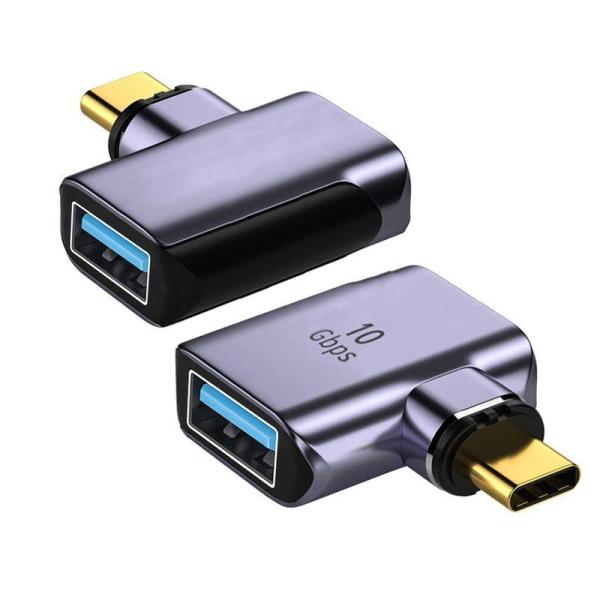 USB-Cアダプターは、最大電力5Vと10Gbpsのデータ定格をサポートします。磁気コネクタ 10Gbps Type C オス - USB3.0メス 90度 左右角度 OTGデータアダプターリバーシブルプラグの向きとケーブル方向。 10Gb...