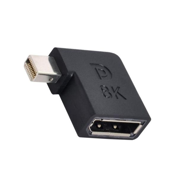 DisplayPort 1.4コネクターミニDisplayPortからDisplayPort 8K 60hz 4K 144hz 90度角度付きアダプター。8K高解像度7680 * 4320に対応。アングルタイプ ポート周りにスペースが限られ...
