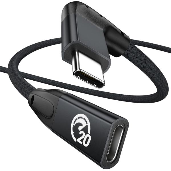 新型直角USB-C延長線――革新的な90度L設計で、日常使用の圧力を減らすことでプラグを保護し、ケーブルの寿命を延長する。USB-Cは既存のUSBCケーブルの範囲を拡張し、接続機器をより便利にする。オーディオまたはビデオ（4 K）の充電とデ...