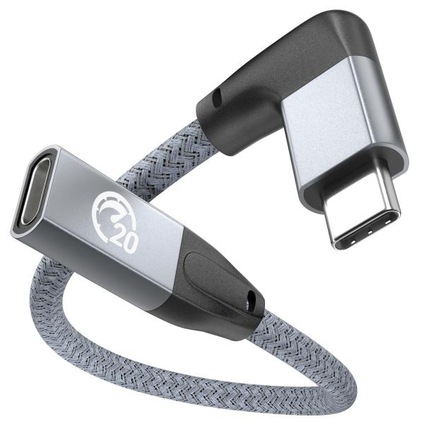 新型直角USB-C延長線――革新的な90度L設計で、日常使用の圧力を減らすことでプラグを保護し、ケーブルの寿命を延長する。USB-Cは既存のUSBCケーブルの範囲を拡張し、接続機器をより便利にする。オーディオまたはビデオ（4 K）の充電とデ...