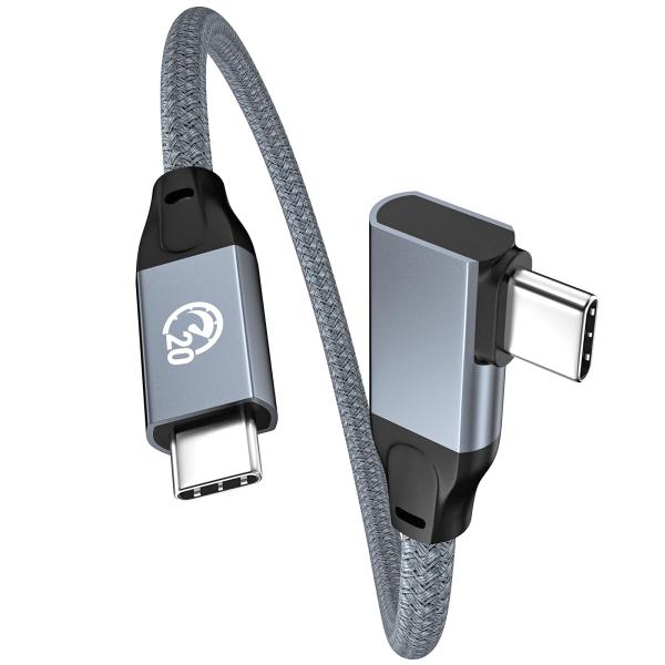 直角USB-Cコネクタ設計：この直角C型充電ケーブルは革新的な90度「L」形設計を持ち、急速充電が可能である。充電中にゲームをしたり、ビデオを見たり、電子書籍を読んだりすることがより便利で快適になるように設計されています。20 Gbpsデー...