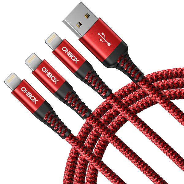 【高品質】：ohbox USB ケーブルは 認定されたICチップを使用して、電流をより安定させ、充電を安定させることで、携帯電話のバッテリーの寿命を延ばすだけでなく、充電をより安全にすることができます。ナイロン編みによるケーブルは手触りがよ...
