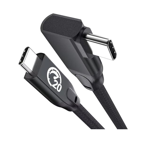 直角USB-Cコネクタ設計：この直角C型充電ケーブルは革新的な90度「L」形設計を持ち、急速充電が可能である。充電中にゲームをしたり、ビデオを見たり、電子書籍を読んだりすることがより便利で快適になるように設計されています。20 Gbpsデー...