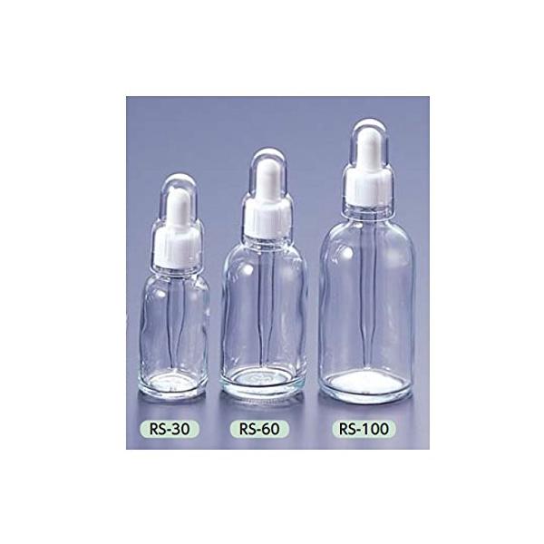 材質：本体／ソーダガラス、ガラススポイト／硼珪酸ガラス、ホールキャップ／PP（ポリプロピレン）、スポイトゴム／NR（天然ゴム）（白）、オーバーキャップ／アサフレックス※1本あたりの価格です。型番：RS-30 （透明）胴径×全高（mm）：φ3...