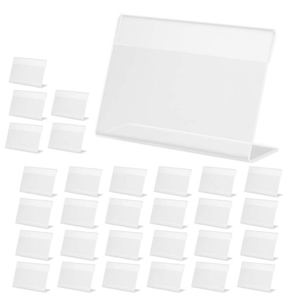 ポップカードスタンド：L型のデザインのポップカードスタンドです。スーパーでの販売で値札を入れたり、商品説明展示会で商品説明文を入れたりするのに利用できます。それぞれの目的に応じて導入してみてはいかがでしょう。使いやすいL型：ポップスタンドを...