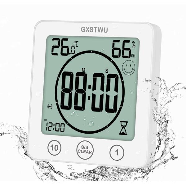【多機能】時間表示と温度湿度表示、タイマー機能が持ちます。お風呂や料理、勉強、ストレッチ、半身浴、化粧など様々なシーンで活躍します。【防水(防滴型)加工】あらゆる方向からのスプレーに耐えるIP24防滴防塵。水滴のかかる水回り周辺で大活躍しま...