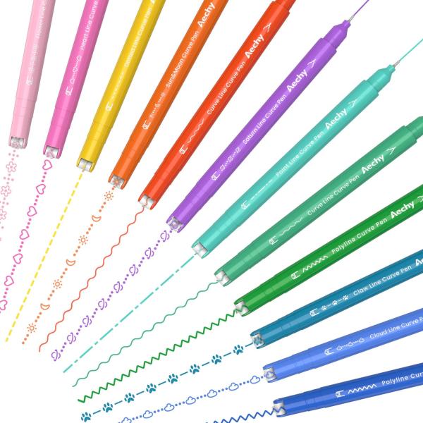 【面白いラインが引ける便利なローラスタンプペン】普通のカラーペンで波線や花などを描くのは難しいですか。Aechyラインマーカーを試してみて、ローラースタンプを回して簡単に花模様、ハート模様、曇模様、点線、波線、斜線などの可愛いラインを引けま...