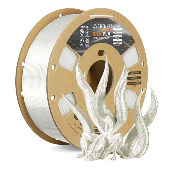 【光沢のあるシルクPLAフィラメント】オーバーチャーシルクPLAフィラメントは、3Dプリントされた作品に滑らかで艶やかな仕上げを提供し、芸術やデザインに高級感と洗練さを加えます。その卓越した寸法精度と一貫性により、このフィラメントは正確で詳...
