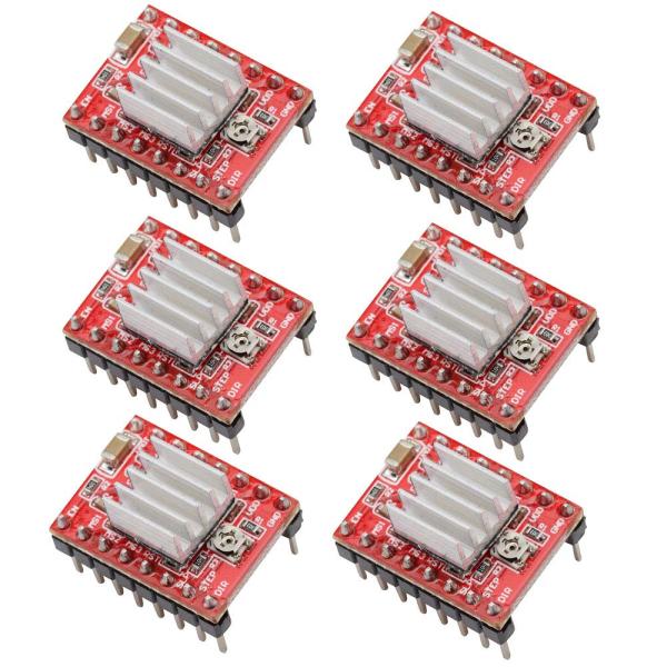 A4988は、コンバーターと過電流保護を備えたDMOSマイクロステップドライバーです。未満8V~35V 2Aのステッピングモータを動かすのに適当である。この製品は、フル、ハーフ、1 / 4、1 / 8、および1/16ステッピングモードでバイ...