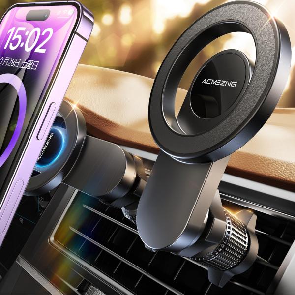 【同業と比べて5倍以上の磁力?史上超強力な22個のN55磁石を搭載】ACMEZINGのスマホホルダー 車 マグネット は昔の並び方を改良し、リング型に設計され独自強磁力配列?を採用し、昔の12個のN52マグネットから22個のN55マグネット...