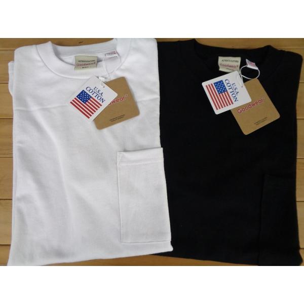 Goodwearのヘビーウェイトなポケット付き無地長袖Tシャツ　ビッグシルエットUSAコットンならではのタフな7オンスの肉厚ボディに洗いをかけてUSED感を演出。厚手なので一枚で着てもサマになります。シンプルでありながら存在感のある無地ポケ...