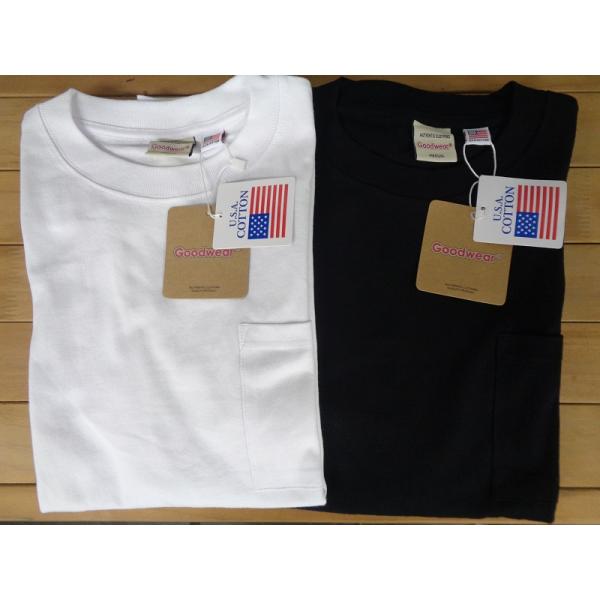 Goodwearのヘビーウェイトなポケット付き無地長袖Tシャツ　　レギュラーシルエットUSAコットンならではのタフな7オンスの肉厚ボディに洗いをかけてUSED感を演出。厚手なので一枚で着てもサマになります。シンプルでありながら存在感のある無...