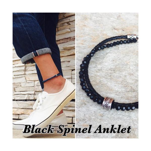 【発売日：2019年11月13日】商品説明メンズ アンクレット レディース アンクレットブラックスピネル 2連 アンクレット のご紹介です芸能人 にも愛用されている アイテムのブラックスピネルキラキラ と 煌めく ブラックスピネル が足首を...