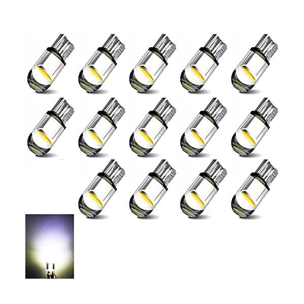 新技術を採用:2021年の新モデルは、初めて高品質COB光源とT10電球を組み合わせ、ヒートシンク技術を採用した。1:1サイズ＆簡単装着 オリジナルのハロゲンバルブと同じデザインで、1:1サイズ、プラグアンドプレイで装着できます。注意：(1...