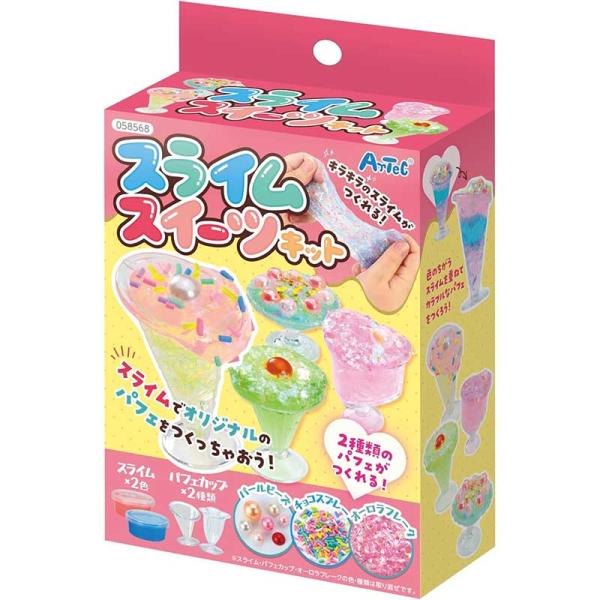 キラキラのスライムでかわいいパフェをつくろう！初めてのスライムにぴったりのスターターキットです。キュートでカラフルな2色のスライムと、キラキラでかわいいパーツが盛りだくさんです。パフェカップに盛りつけて、自分だけのかわいいパフェがつくれます...