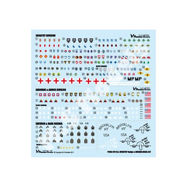 インジェクション同様、弊ブランドPassion Modelsの新機軸と言える、 デカールシリーズの第一弾!WWII時の米軍の部隊章、階級章等の デカールセットで、部隊章は歩兵、空挺、機甲部隊のほぼ全てを網羅。更にMP、医療兵のヘルメット用は...