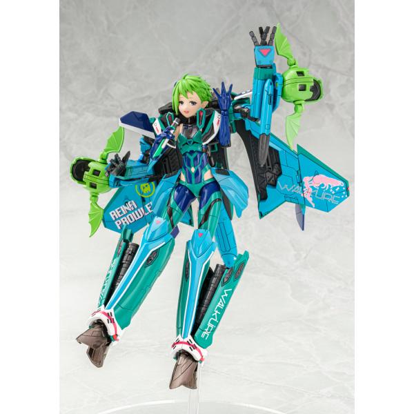 オリジナルカラーリングのVF-31Aカイロスを組み合わせて遊ぶことができる可動プラモデルで、展示台も兼ねるマルチドローンに、ハッキングシーンのドクロをイメージしたフォールドスピーカーや、キモキモカワカワなドクロロボが付属。レイナのボディは一...