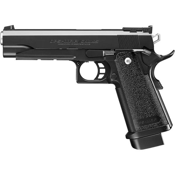 アルカリ電池でフルオート発射＆ブローバックアクション！発射時にスライドが後退するブローバックを再現。より楽しいシューティングを演出します。トリガーを引いている間連続で発射するフルオートモードを搭載。トリガー前方のスライド式セレクターを操作す...