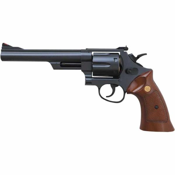 クラウンモデルの定評のあるエアリボルバーモデルカートリッジ式でリアルなアクションが楽しめるエアーリボルバーです。少ないパワーでより遠くに飛ばせるホップアップ機構搭載!!【セット内容】・銃本体・カートリッジ・取扱説明書他■システム：ホップアッ...