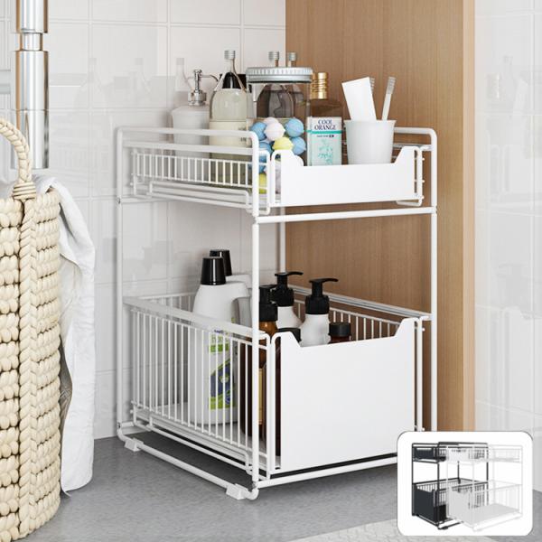 【仕様】本体サイズ(約)：幅28×奥行き37.5×高さ43.5cm重量(約)：3.35kgカラー：ブラック、ホワイト耐荷重(約)：上段/10kg、下段/10kg材質：フレーム・パイプ・引き出し/スチール（焼付塗装）　　　マット/ポリプロピレ...