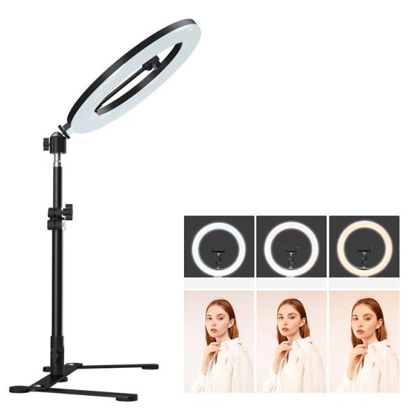 【仕様】サイズ（約）リングライト：直径26cm高さ：約26cm〜45cm調節可能スマホホルダー：6cm〜8cm対応重量：約1.1kg電源：5V USB調整：10段階明るさ調節、3色モード（電球色）（ホワイト）（ウォームホワイト）★好きな角度...