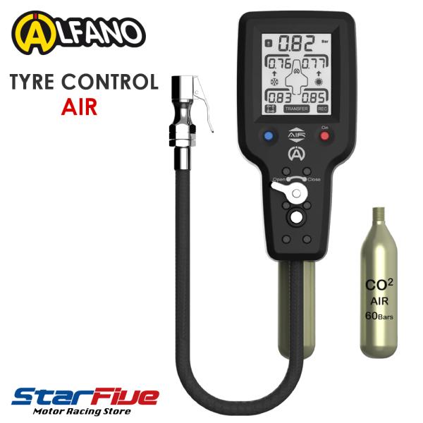 ALFANO TYRECONTROL AIR（アルファノ タイヤコントールエア）は、レーシングカート用に開発された高機能なデジタルエアゲージです。タイヤ空気圧の計測/管理だけではなく、革新的なバルブ形状とCo2 エアカートリッジによって加圧...