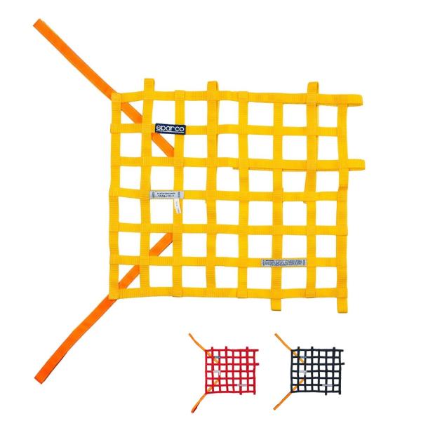 四輪レース競技中の横転やクラッシュ発生時にドライバーの車外放出を防止するウィンドウネットです（FIA 2003公認）。ウィンドウを解放しならが安全性を確保する事が出来ます。　取付けはマジックテープ固定方式を採用しており、幅広い車種に手軽かる...
