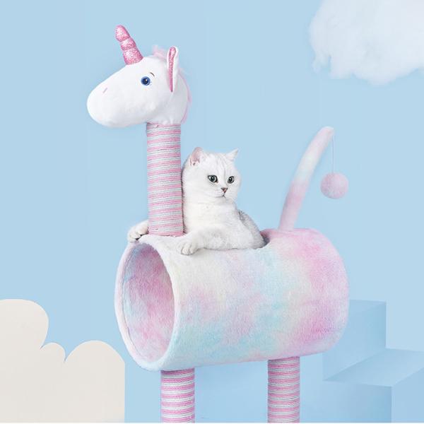 猫ちゃんが夢中になれるユニコーンキャットタワー！かわいいアニマルデザインなので、キャットタワーとしてだけでは無く、お部屋のインテリアとしても生活を彩ってくれます。しっぽにはゆらゆら揺れるポンポンが付いているので猫ちゃんも夢中で遊んじゃいます...