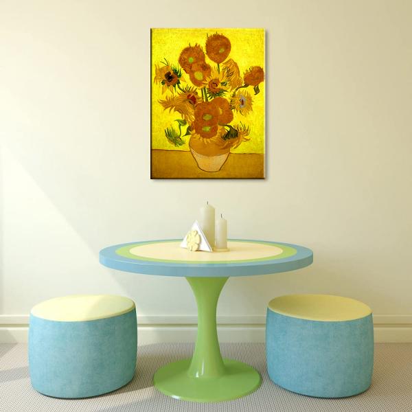 ファブリックパネル 絵画 インテリア 絵 アートフレーム　ゴッホ・「ひまわり」　プリキャンバス複製画・ギャラリーラップ仕上げ　アート リビング プレゼント アートフレーム おしゃれ 飾る グッズ ギフト　人気40×60cm 壁掛け 壁絵 お...