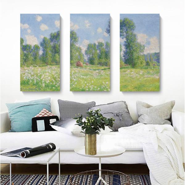 クロード・モネ耐水性・耐光性にすぐれたファブリックパネル飾るだけで空間をオシャレに演出します。サイズ：30ｃｍ*60ｃｍ×3枚セット