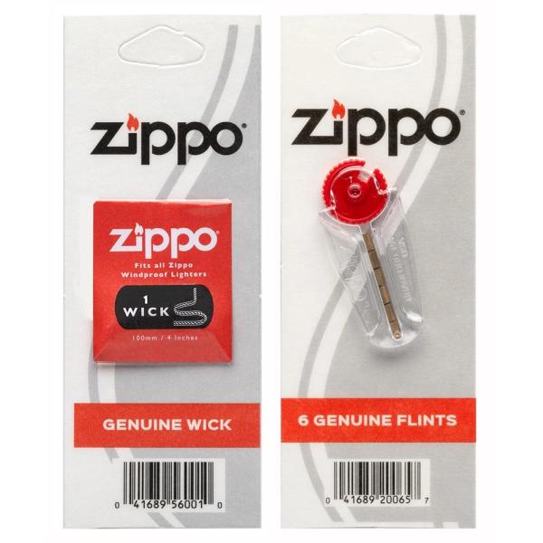 ZIPPO社製ライター用の着火石（6石入り）と替え芯（1本入り）のセットです。ZIPPO社製純正品になります。※通常の郵便で発送致します（定形郵便もしくはミニレター）。　土日休日の配達が無いため、お届けに日数がかかります（最大１週間程度）。...