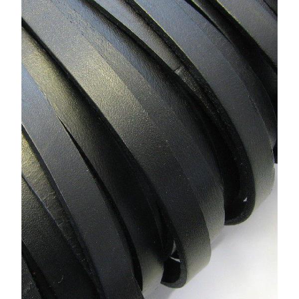 本革紐 平タイプ 8x2mm 10cm単位 ブラック　黒　レザー　