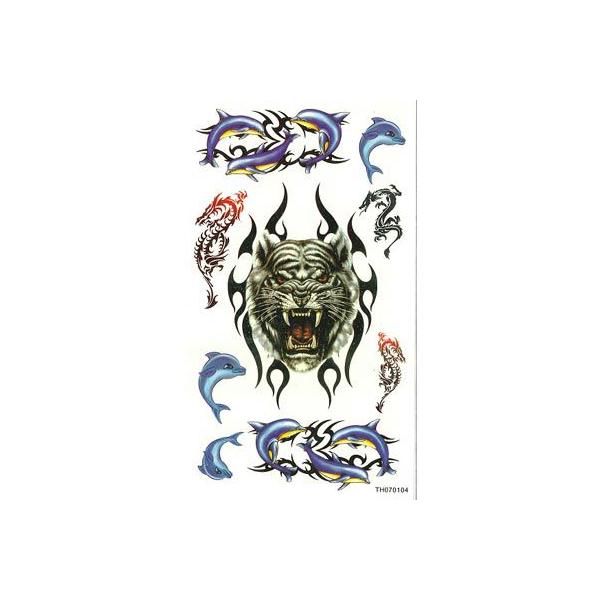 タトゥーシール 龍・イルカ・猛獣　【17x10cm・HM053】