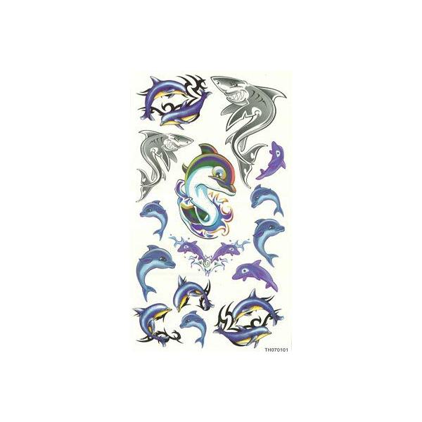タトゥーシール イルカ・海豚・サメ【17x10cm・HM056】