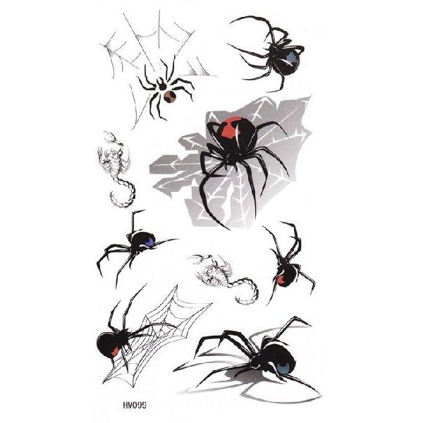 タトゥーシール  蜘蛛 サソリ スパイダー クモ 蠍 17x10cm HM099
