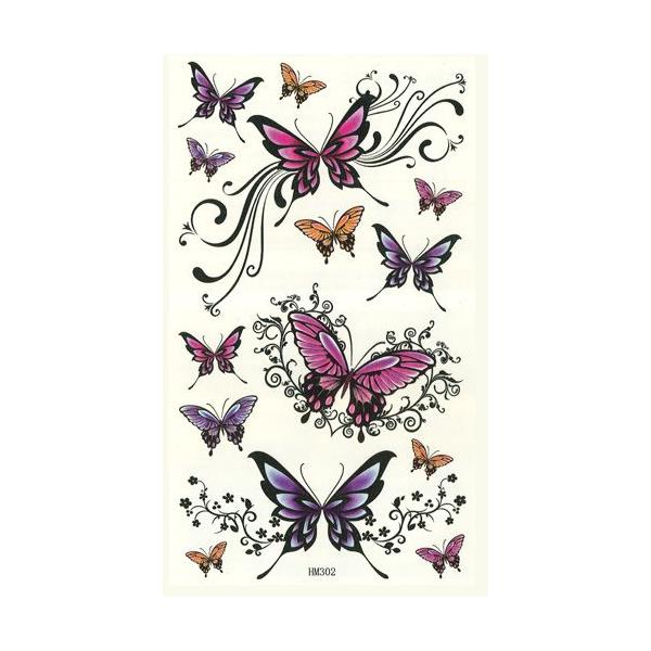 タトゥーシール 蝶・バタフライ　【17x10cm・HM302】