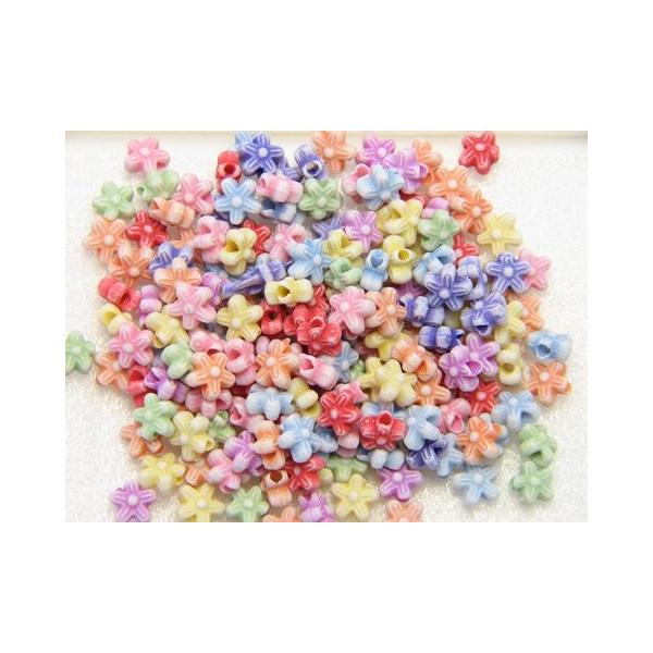 プラスチック柄ビーズ 花 フラワー 7mm 50個入 pb-22