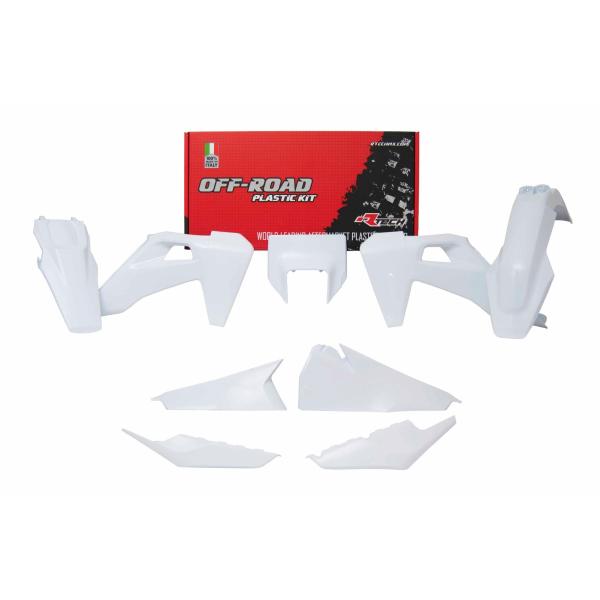 RTECH PLASTIC KIT プラスチックキットカラー：ホワイト適合機種：HUSQVARNA TE150/TE250/TE300/FE250/FE350/FE450/FE501 2020~2023セット内容：フロントフェンダー・左右シ...
