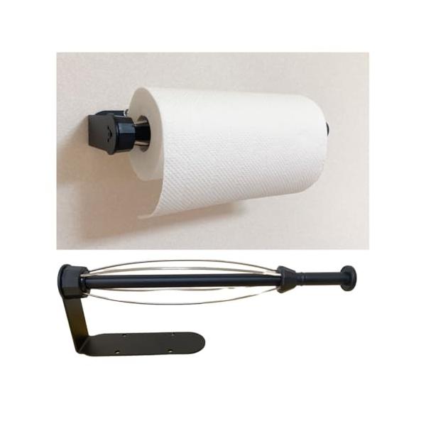 ■多様性のあるロングホルダー キッチンペーパー、ペーパーホルダー、巻きタイプビニール、トイレットペーパーなど 沢山のものをホルダーできるスプリングロック式のロングタイプホルダーになります■取り付けしやすいダブル接着 粘着テープにて貼り付け（...