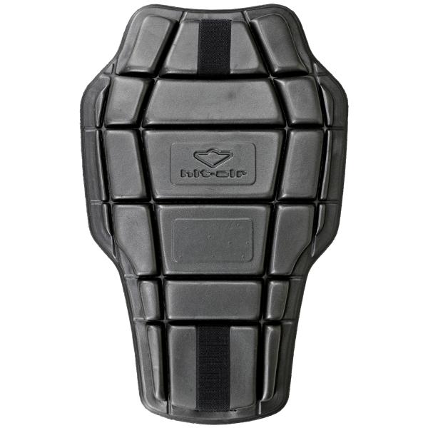 ベルクロ (マジックテープ) にて取り付けるタイプの脊髄パットです。製品寸法：W255 x H390mm製品重量：115gハサミやカッターで切れる硬さのパッドなので、hit-air製品以外の他社製ジャケットの脊髄パット用ポケットに形を調整し...