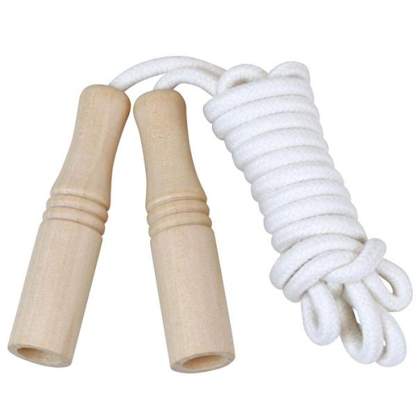 にぎりやすい木製グリップのロングなわとびです。商品サイズ全長：約2.2m、柄：φ22×96mmセット内容本体のみ